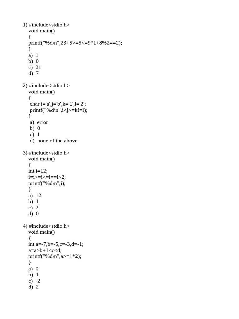 Relational Operator Questions | PDF