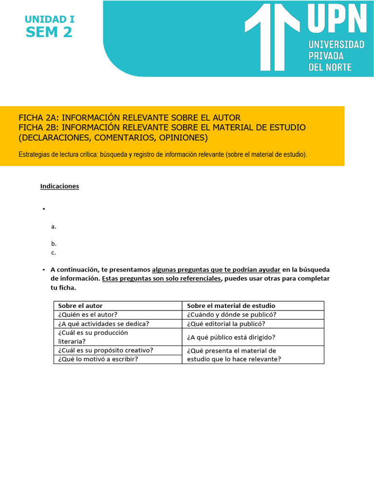 Ficha 2a-2b - Información - Autor y Comentarios - S2 | PDF