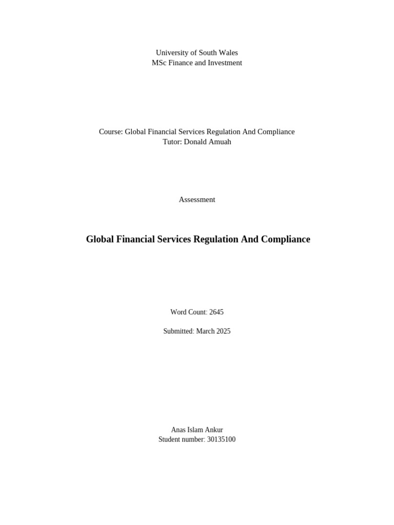 Global Financial Services Regulation and Compliance | PDF | Governance ...