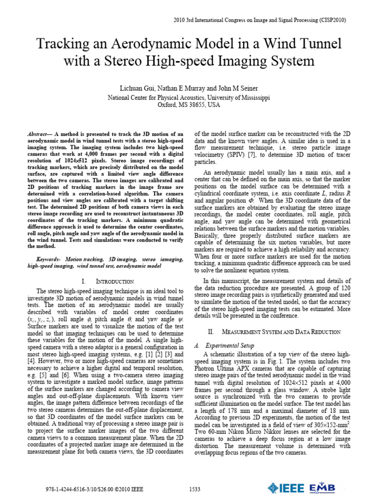 3D Motion Tracking in Wind Tunnel Tests | PDF | Coordinate System ...