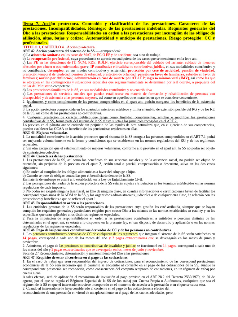 Tema 7 Acción Protectora | PDF | Pensión | Trabajo Social