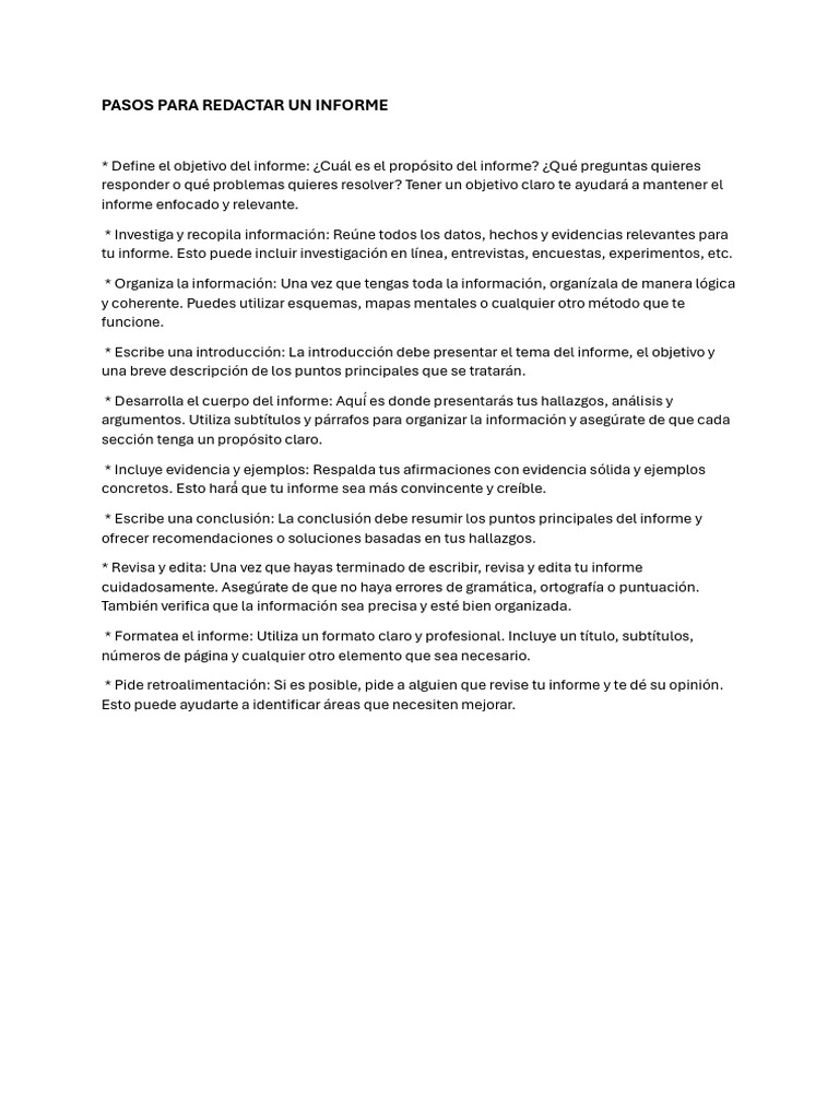5. Pasos Para Redactar Un Informe | PDF