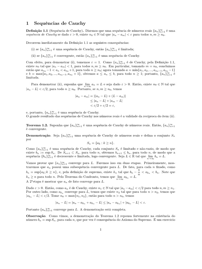 Propriedades das Sequências de Cauchy | PDF | Análise | Matemática