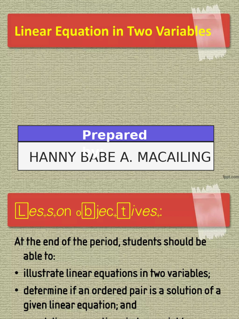 Linear Equations in Two Variables | PDF