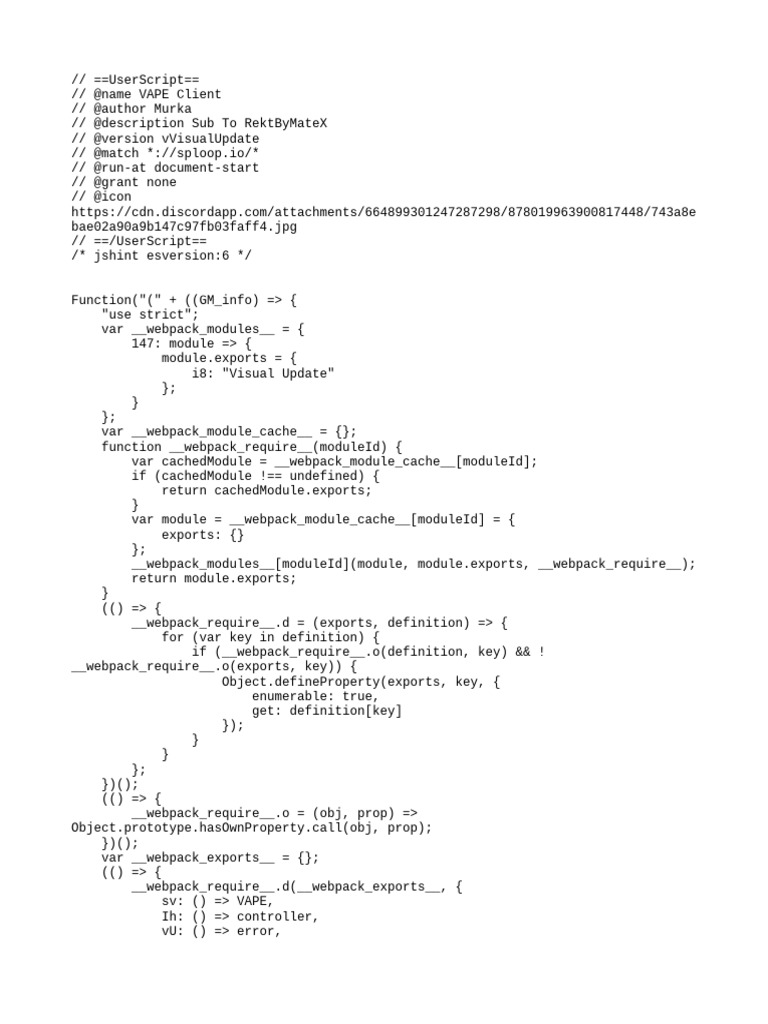 VAPE Client UserScript for Sploop.io | PDF | Cursor (User Interface ...