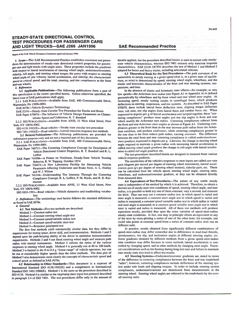SAE J266 - Steady-state directional control test procedures for ...