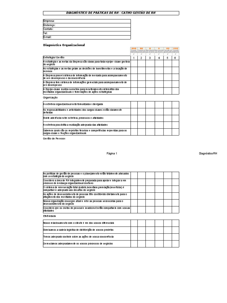 Questionário Diagnóstico Gestão de RH | PDF | Gestão de recursos ...