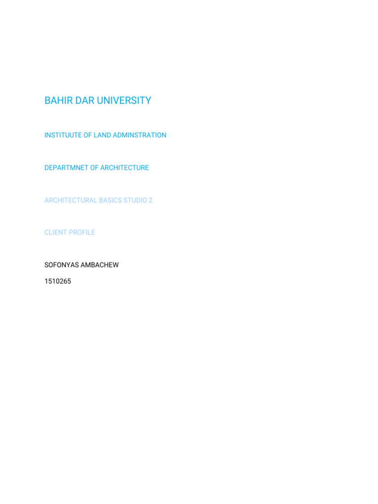 Client Profile Sofonyas Ambachew Pdf