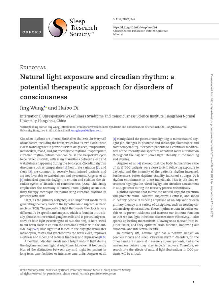 Natural Light and Circadian Rhythm Therapy | PDF | Circadian Rhythm | Sleep
