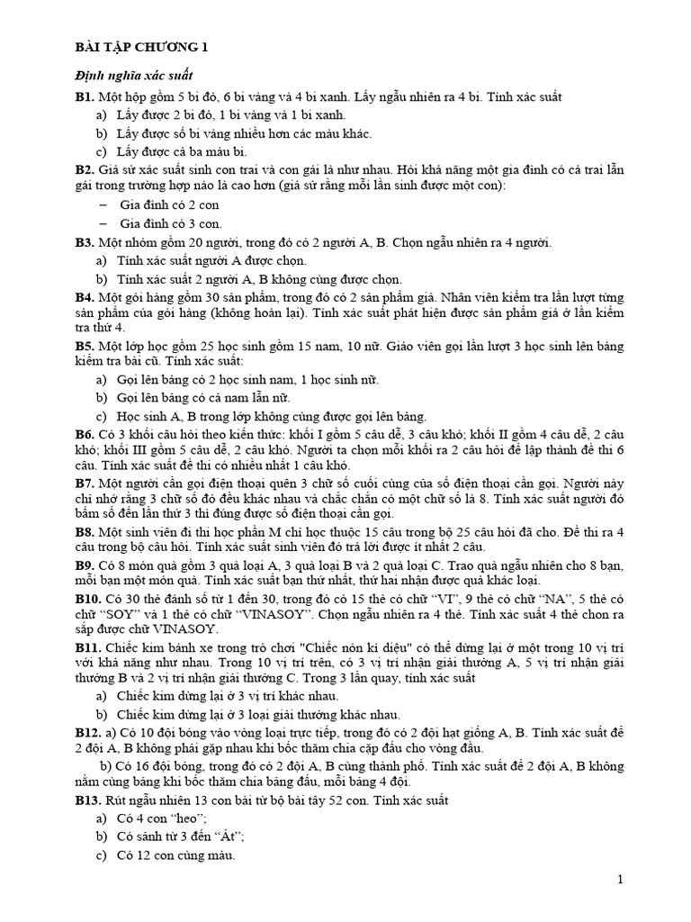 Bai tap XSTK_chap1,2 | PDF