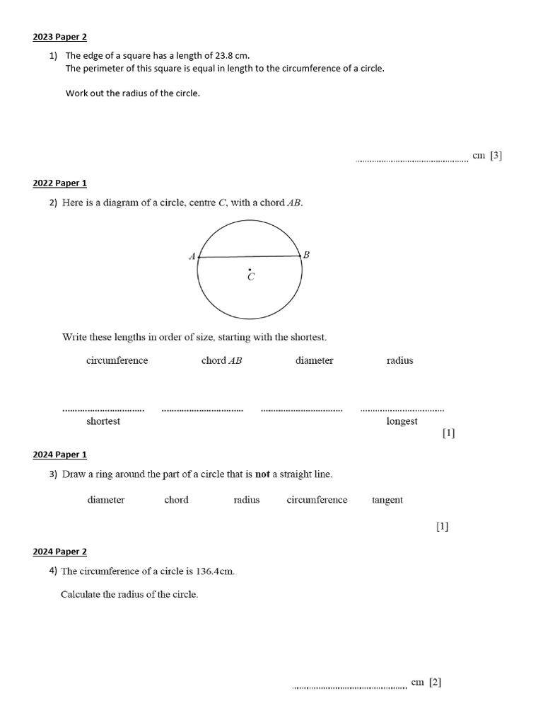 Year 8 Circumference of A Circle | PDF