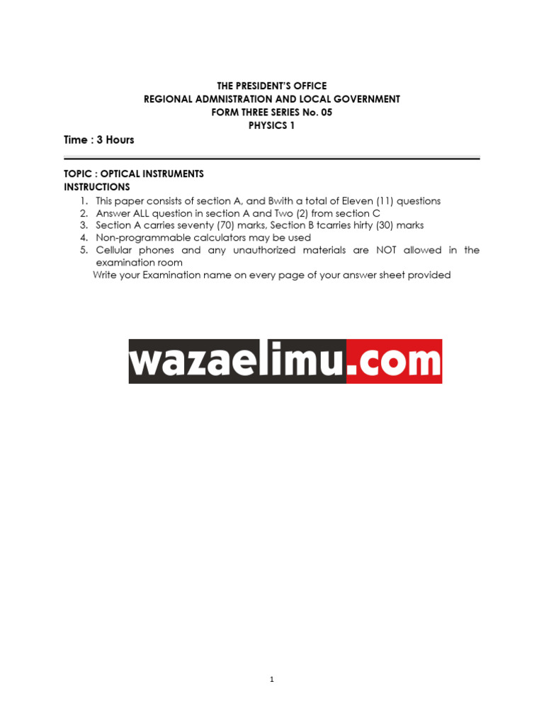 F3 PHY SERIES 5 | PDF | Applied And Interdisciplinary Physics | Electromagnetic Spectrum