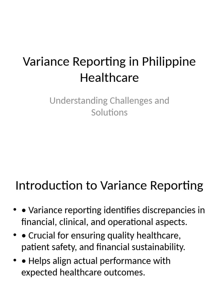 Variance Reporting Philippine Healthcare | PDF