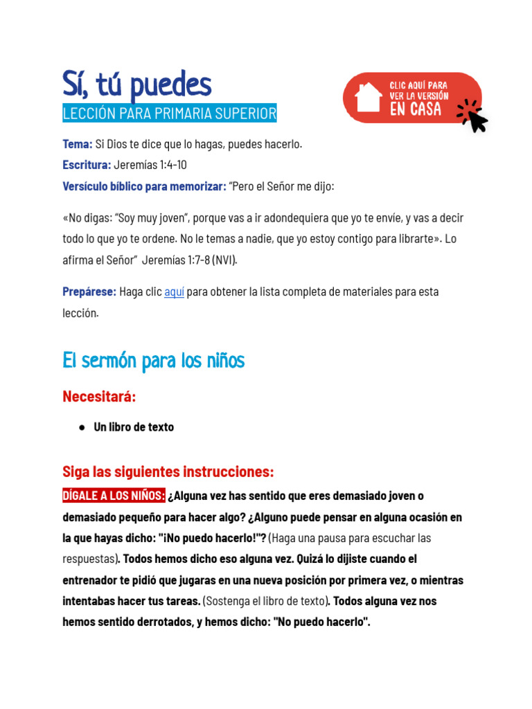 Lección de Fe: Jeremías y el "Sí, puedes" | PDF | Dios