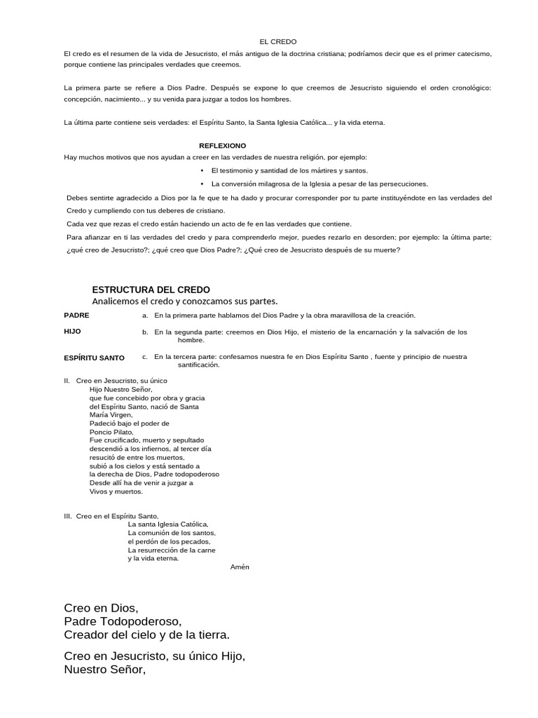 Estructura y Significado del Credo Cristiano | PDF | espíritu Santo ...