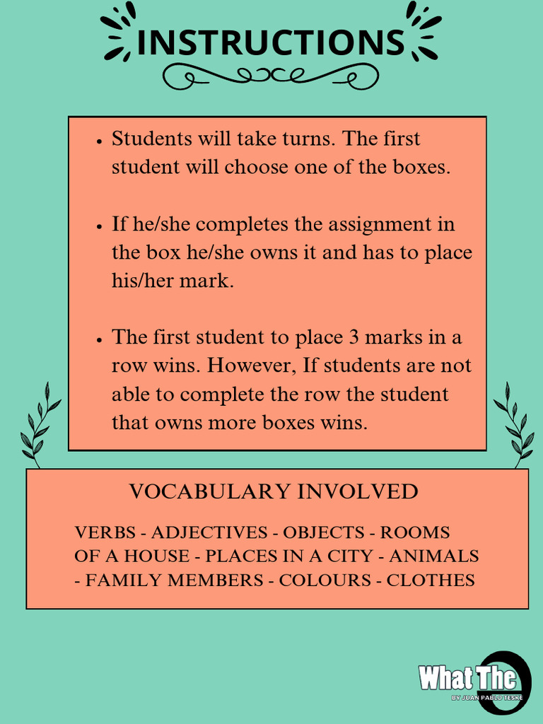 Tic-Tac-Toe Vocabulary Revision | PDF