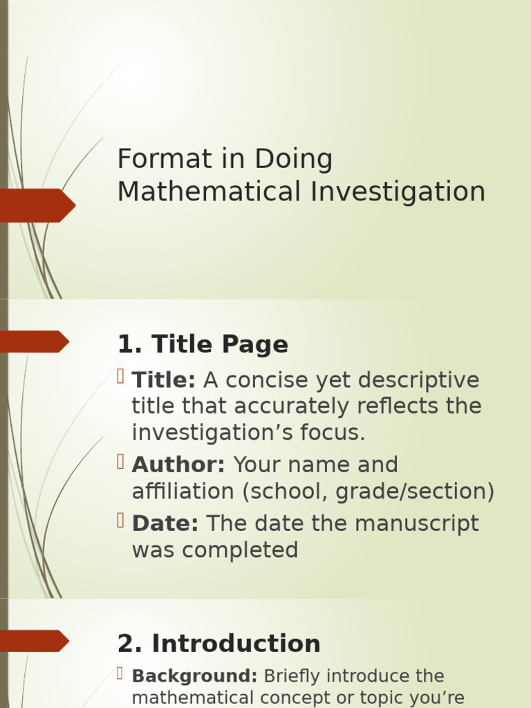 Format in Doing Mathematical Investigation | PDF