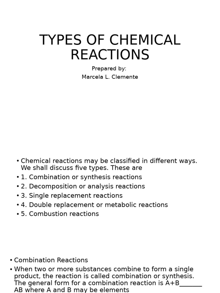 Types of Chemical Reactions | PDF