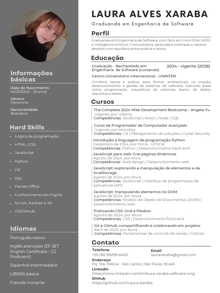 Currículo Laura Xaraba 2025 | PDF | Script Java | Modelo de Documento por Objetos (DOM)