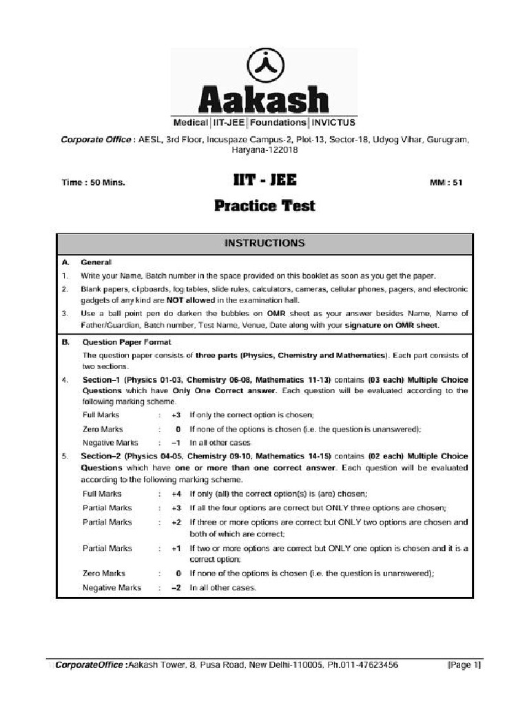 Invictus Practice Test - PCM | PDF