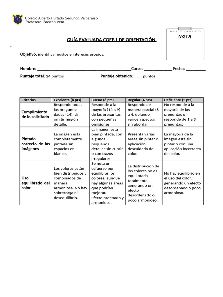 GUÍA C1 - NOTA 1 Orientacion 2medio | PDF