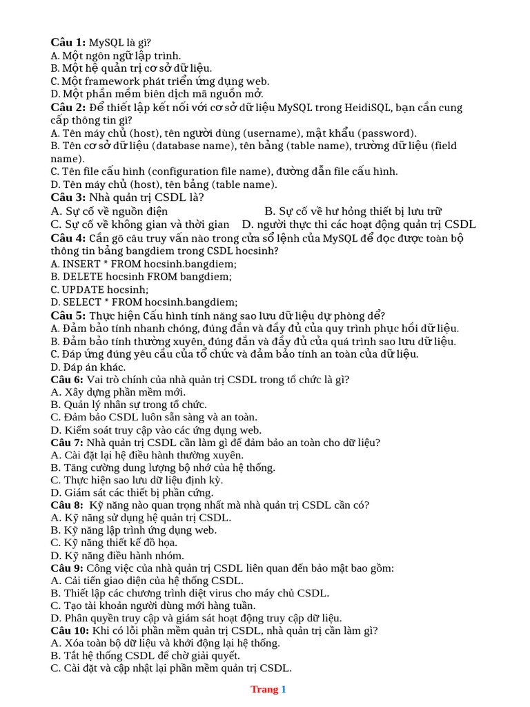 De Cuong Tap Giua HK2 Tin 11 | PDF