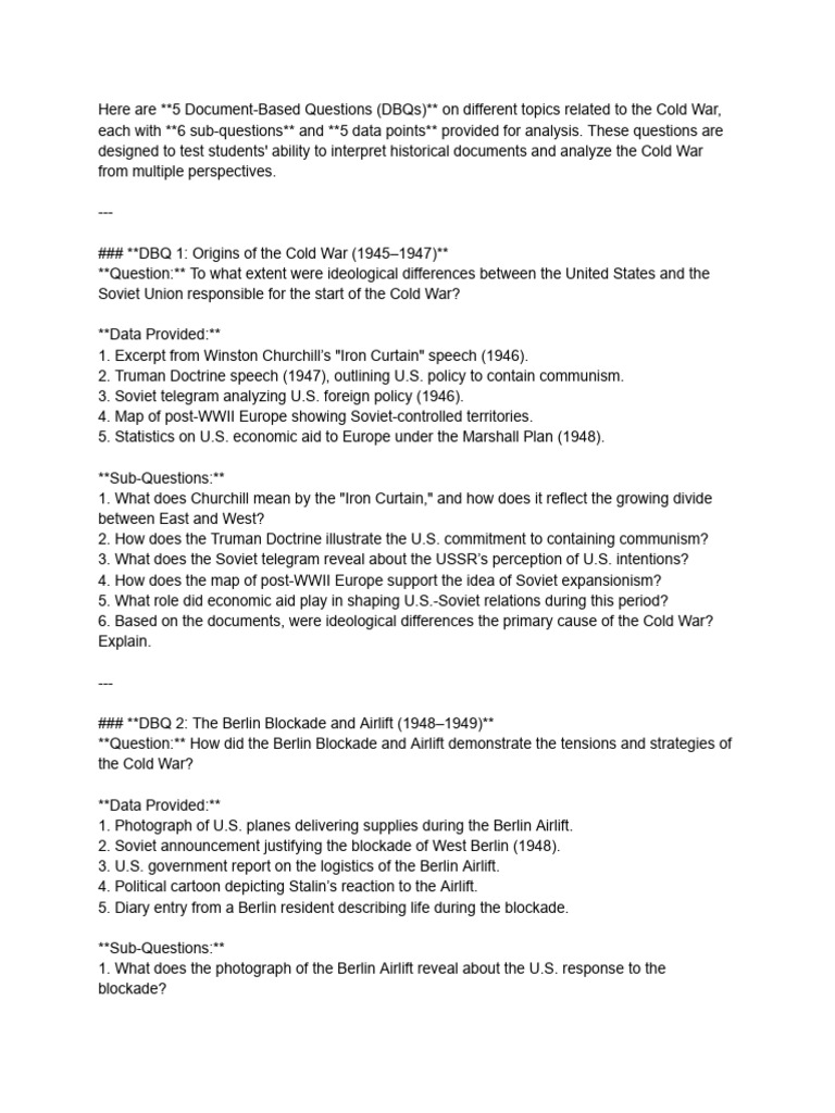 Cold War dbq ex | PDF | Cold War | Cuban Missile Crisis