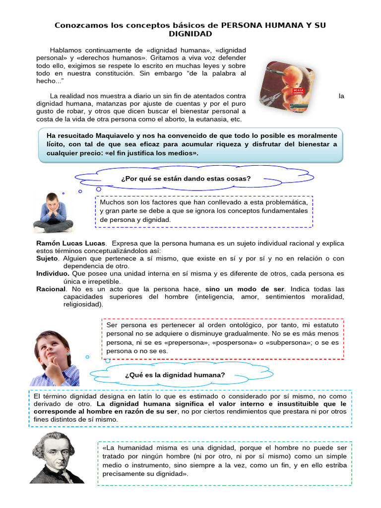 La Persona Humana y Su Dignidad | PDF | Dignidad | Concepto