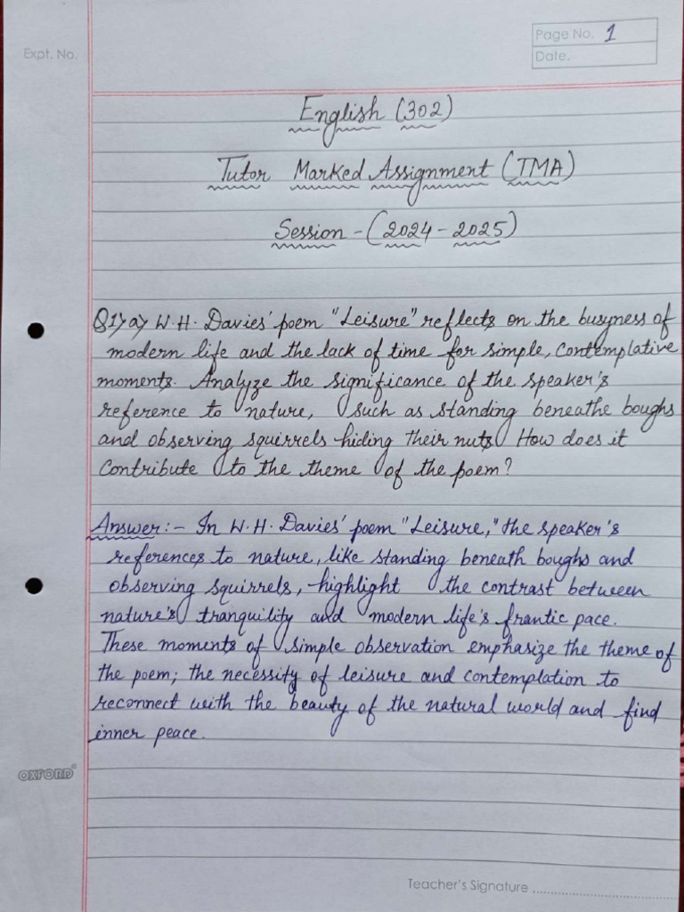 English (302) Handwritten Tma 2025 - Compressed | PDF