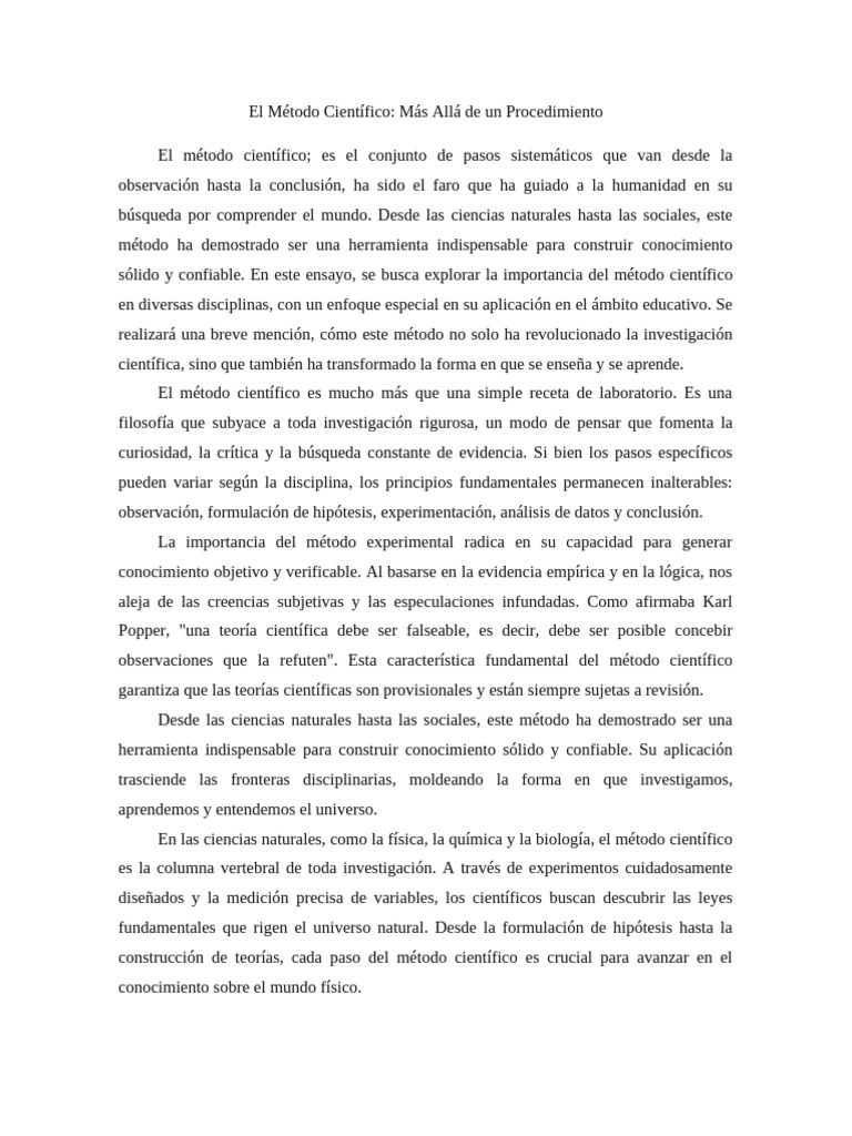El Método Científico | PDF | Método científico | Experimentar