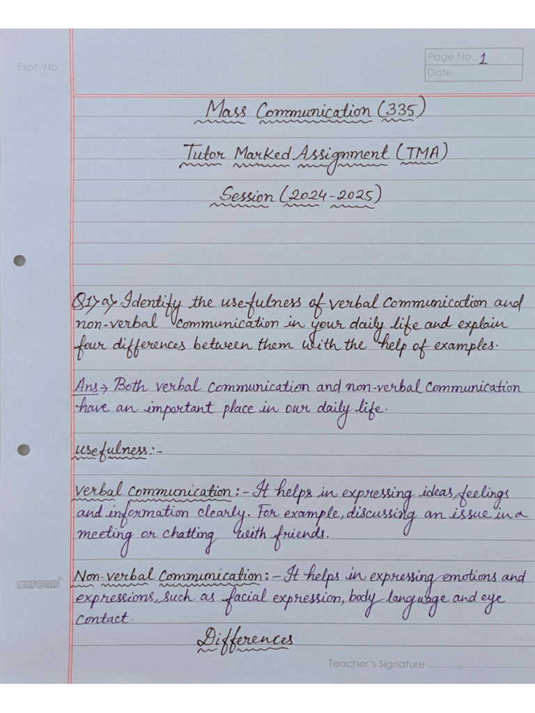 Mass Communication (335) Handwritten Tma (E) | PDF