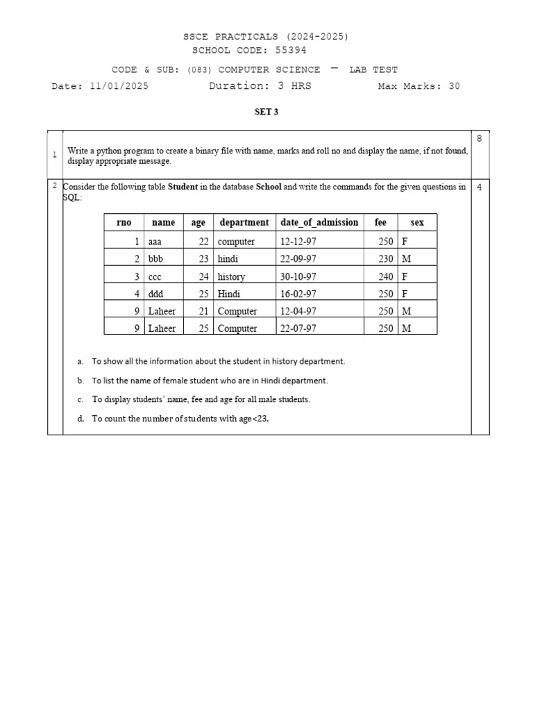 Practical QP 24-25 | PDF