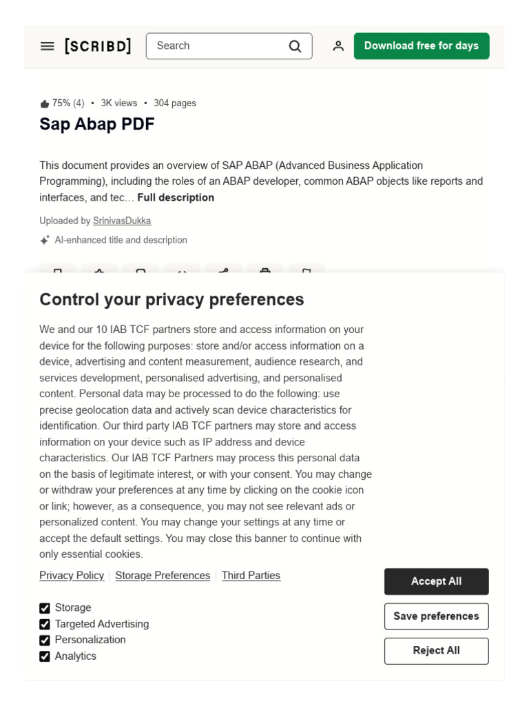SAP ABAP Overview and Developer Guide | PDF | Internet Privacy | Http Cookie