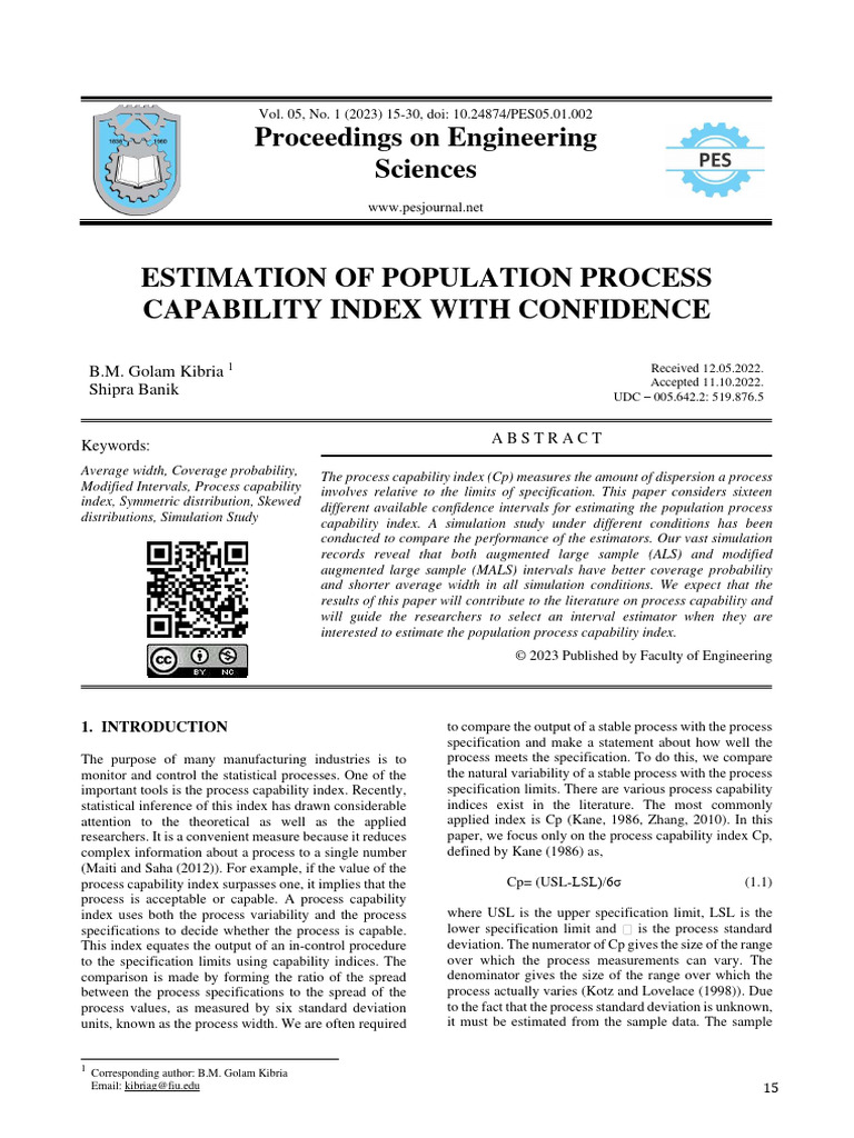 Estimation of Population Process Capabil | PDF | Confidence Interval | Robust Statistics