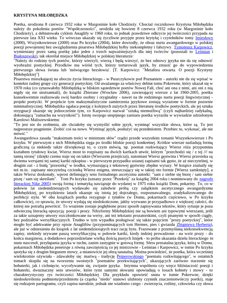 Krystyna Miłobędzka | PDF