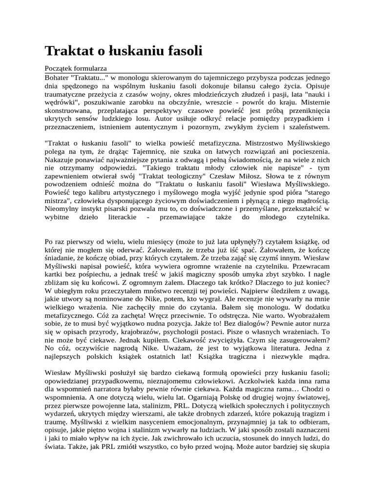 Myśliwski Wiesław - Traktat o Łuskaniu Fasoli | PDF