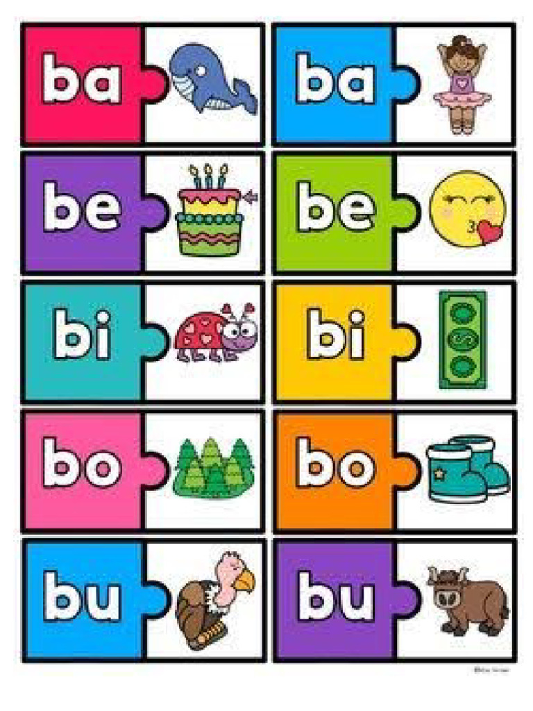 Tarjetas de Silabas Tipo Rompecabezas | PDF