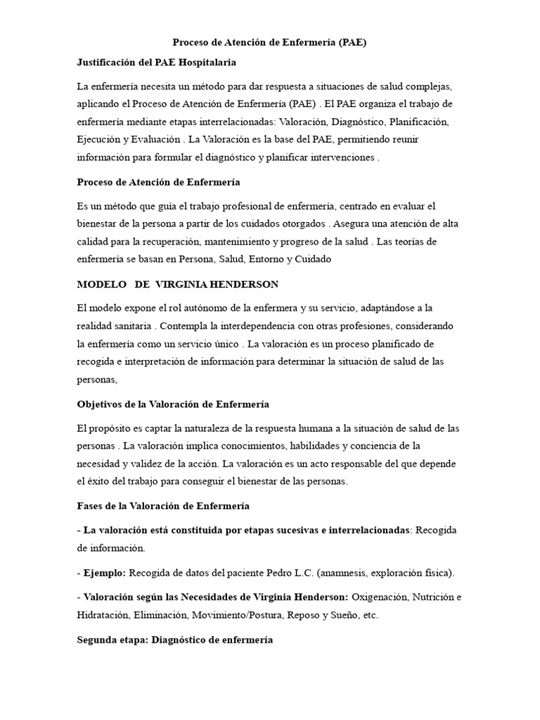 Proceso de Atencion en Enfermeria | PDF | Enfermería | Medicina