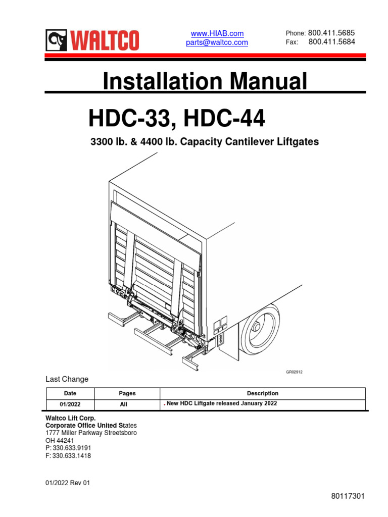 HDC Liftgate Installation Manual | PDF | Elevator | Engineering Tolerance