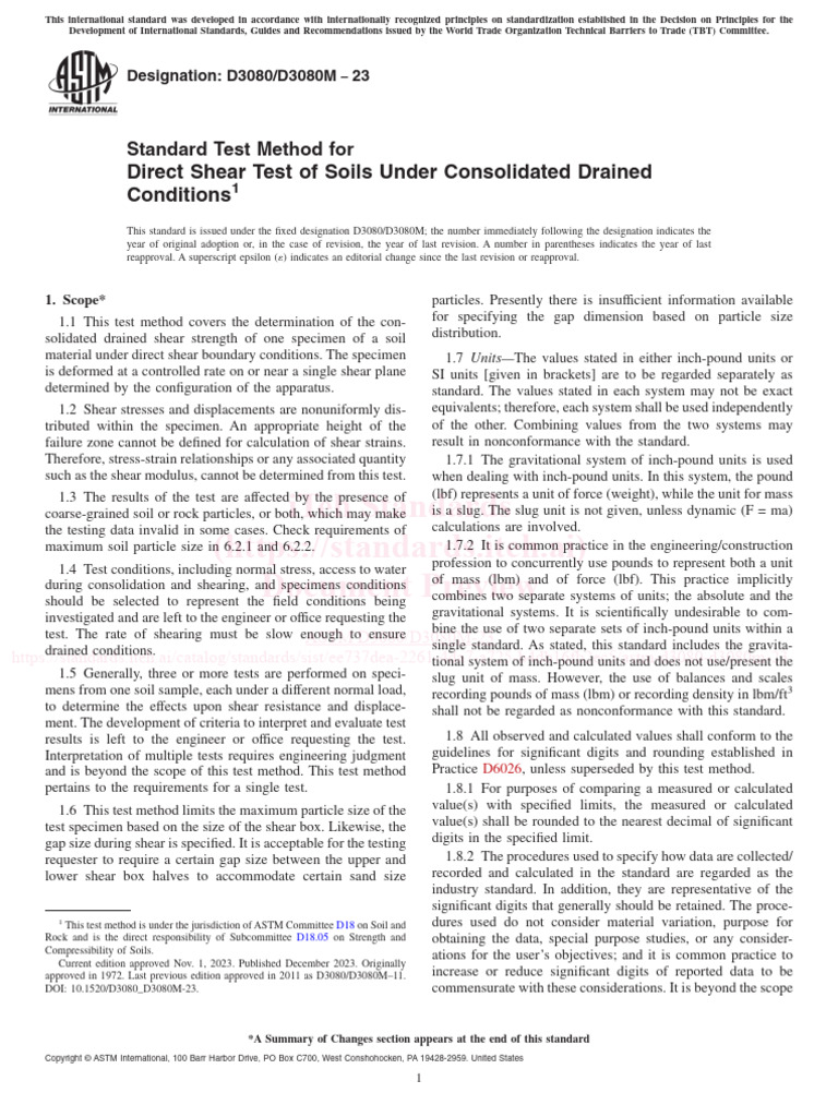 1.ASTM-D3080-D3080M-23direct Shear Test Lab Latest Version | PDF ...