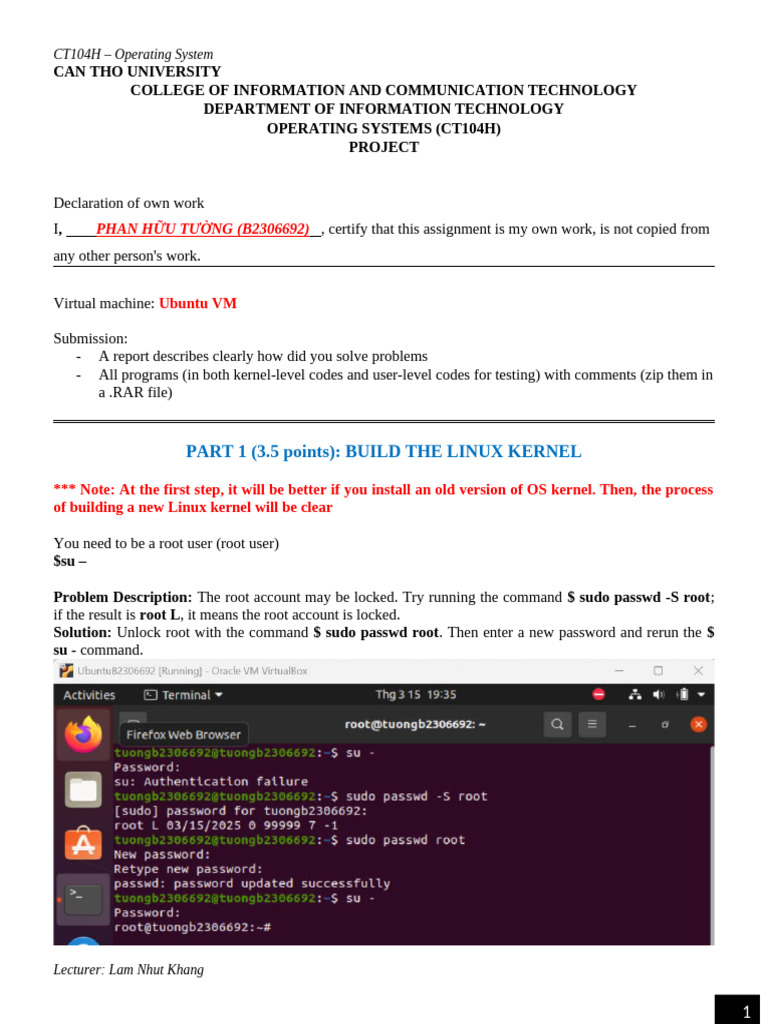Project - Spring2025 - CT104H (Final) | PDF | Operating System | File System