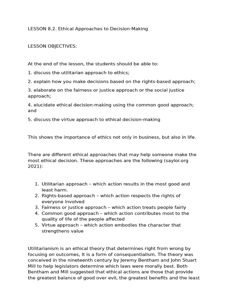 Five Ethical Approaches Explained | PDF | Virtue Ethics | Justice