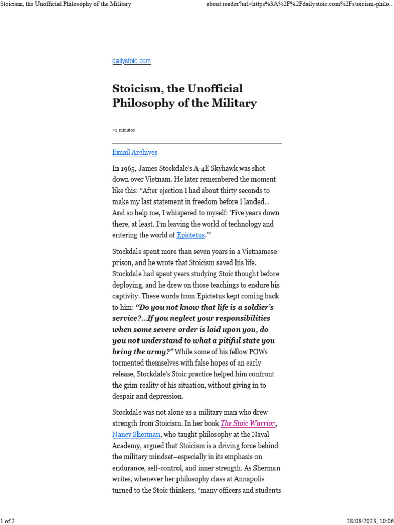 Stoicism, The Unofficial Philosophy of The Military | PDF | Stoicism ...