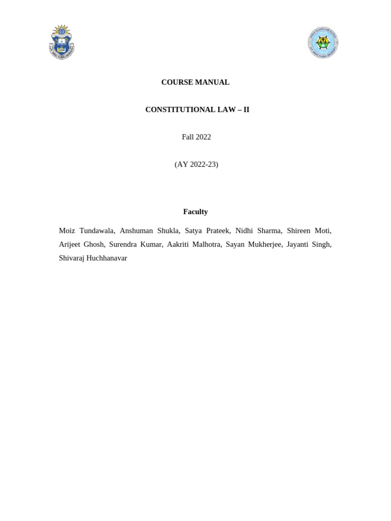 Constitutional Law - II Course Manual - Revised | PDF | Justice | Crime & Violence