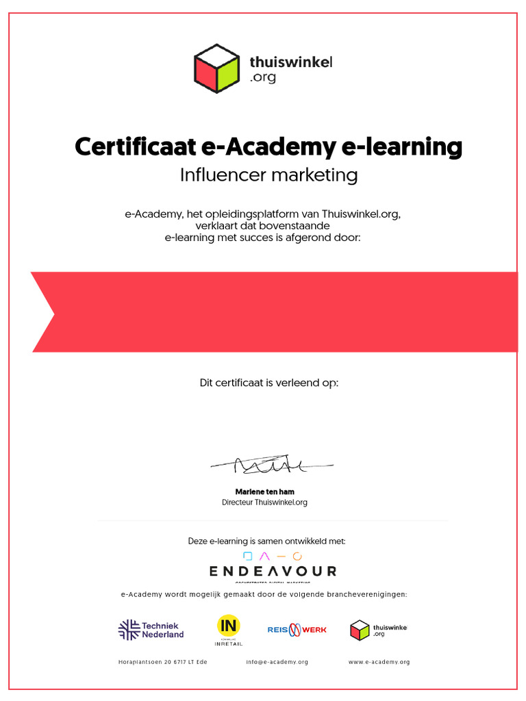 Certificate Influencermarketing | PDF