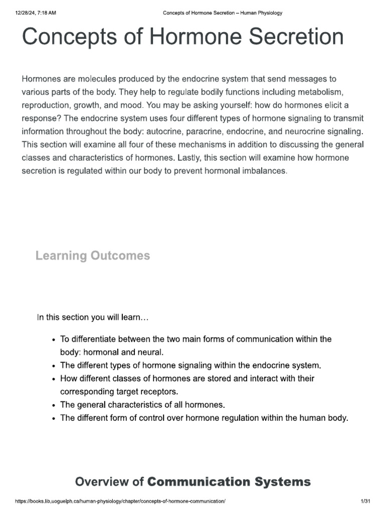 Harmones and The Brain Module Four | PDF