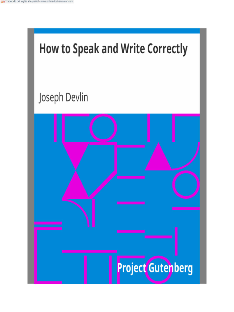 How To Speak and Write Correctly by Joseph Devlin.3 (1) .En - Es | PDF ...