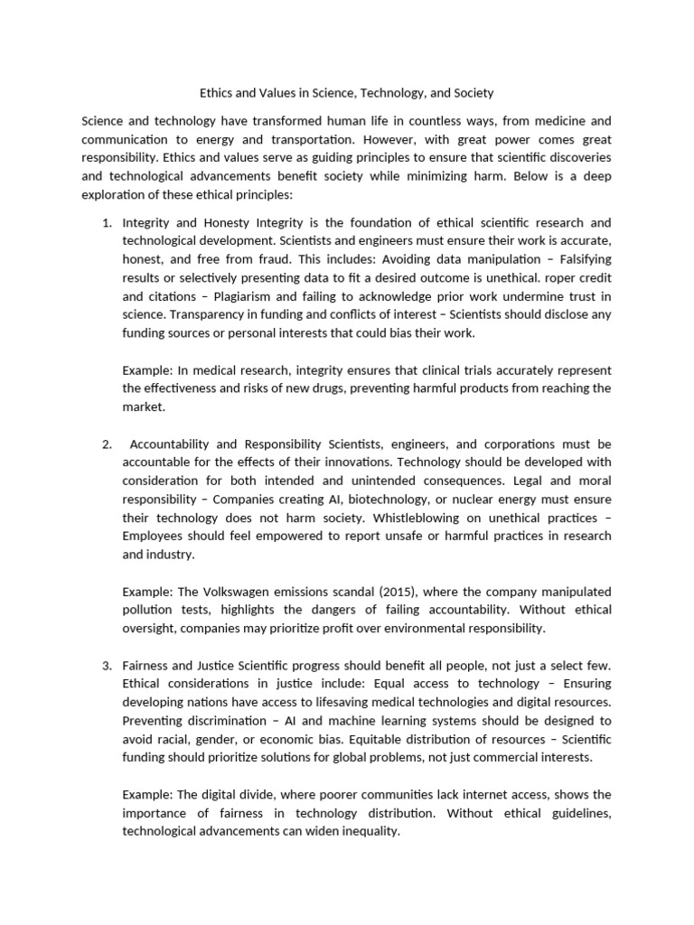Ethics in Science and Technology | PDF | Corporate Social ...