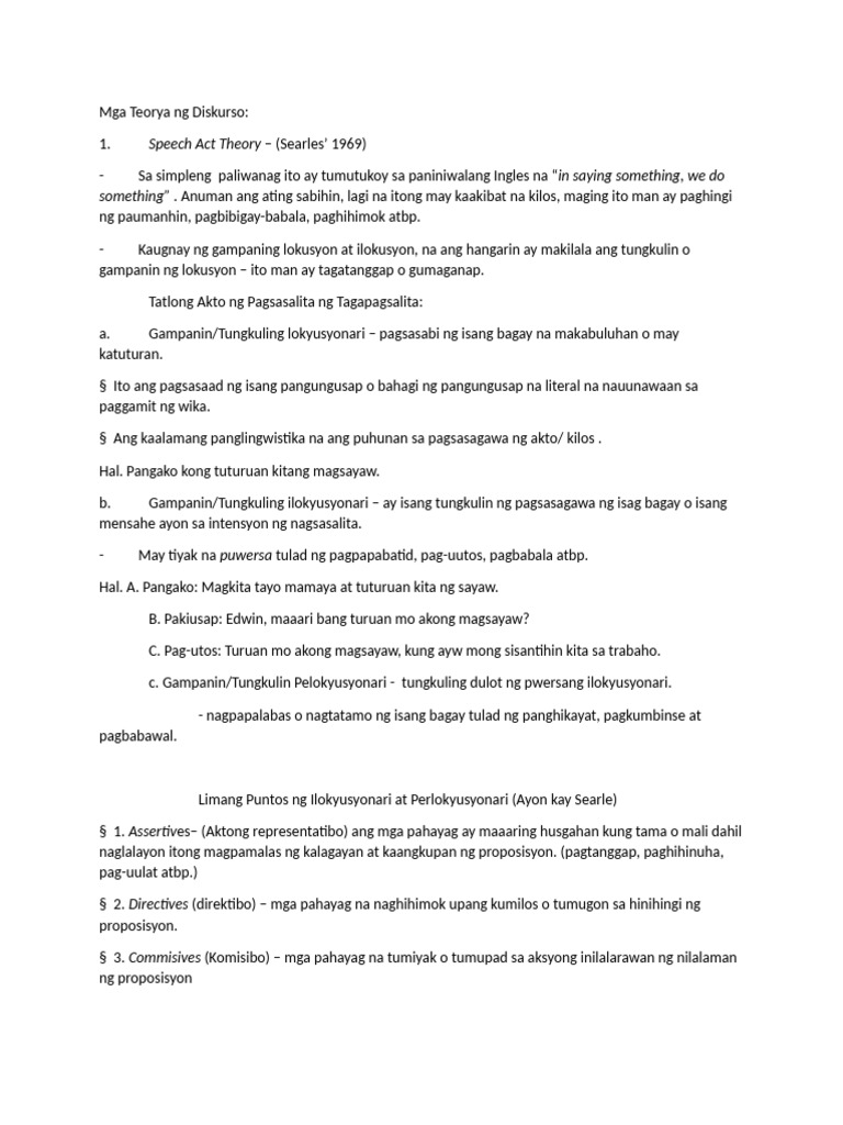 Mga-Teorya-ng-Diskurso | PDF