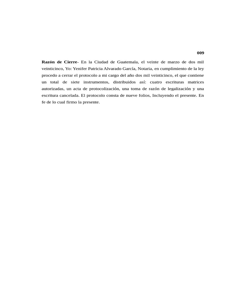 009 Razón de Cierre | PDF